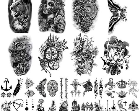 Yazhiji Sheets Temporary Tattoos Stickers Sheets Fake Body Arm Chest Shoulder Tattoos For