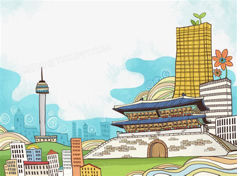 手绘韩国旅游首尔PNG图片素材下载 手绘PNG 熊猫办公
