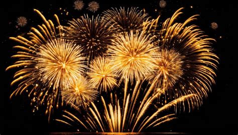 Beautiful Illustration Of Colorful Fireworks On Plain Black Background