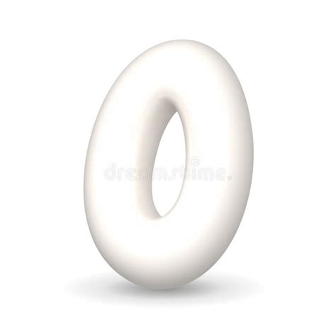 Lustrous White Balloon Number Zero Nil 3d Realistic Design Element For Anniversary Stock