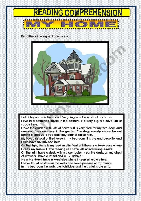 Reading Comprehension My Home Esl Worksheet By Macomabi