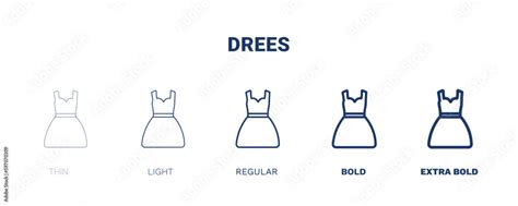 Drees Icon Thin Light Regular Bold Black Drees Icon Set From