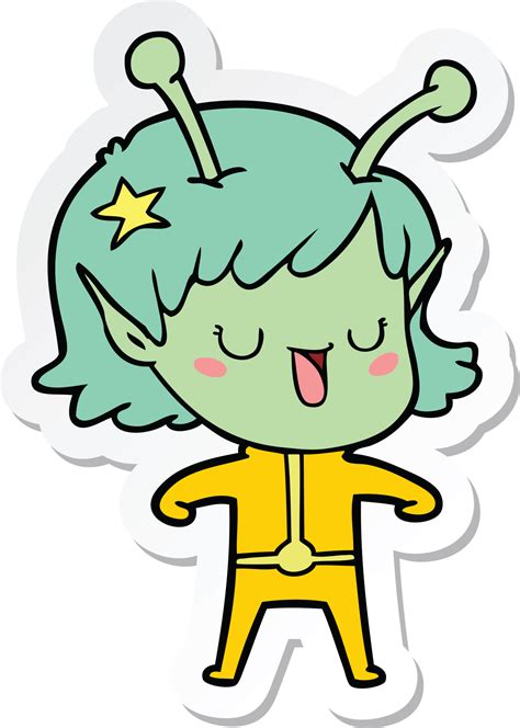 Sticker Of A Happy Alien Girl Cartoon 43489627 Png