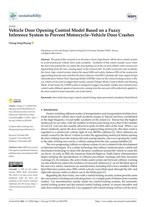 pdf vehicle door opening control model based on a fuzzy inference