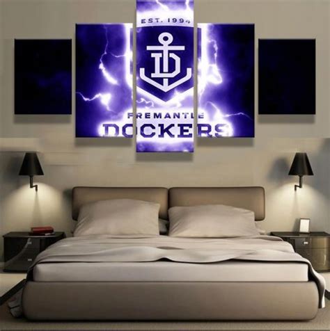 Afl Fremantle Dockers Purple Lightning 5 Panel Canvas V2
