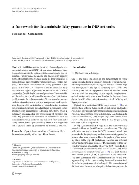 pdf a framework for deterministic delay guarantee in obs networks