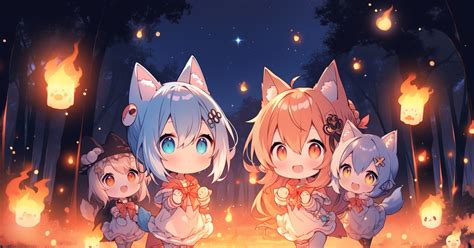 オリジナル 猫ちゃんと妖狐ちゃん♪ Periodのイラスト Pixiv