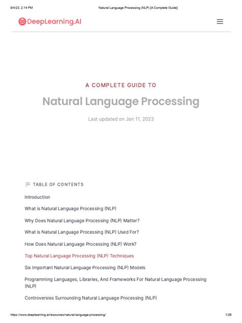 Natural Language Processing Nlp A Complete Guide 1 Pdf Deep Learning Artificial