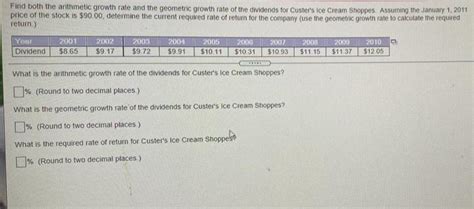 Solved Find Both The Arithmetic Growth Rate And The