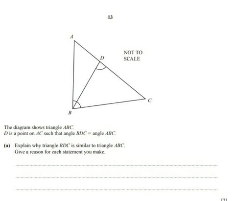 Solved 13 The Diagram Shows Triangle Abc D Is A Point On Ac Such That