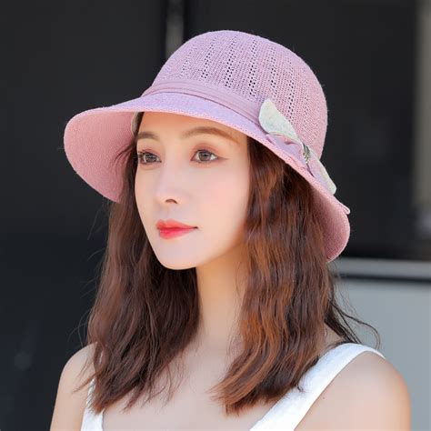 遮阳帽女夏季骑车护脸防晒帽子透气凉帽遮脸太阳帽沙滩帽可折叠 虎窝淘