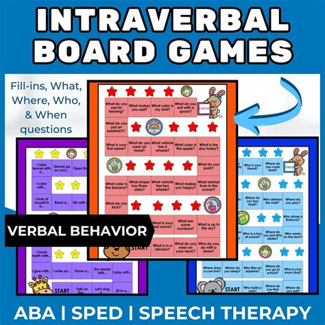 Intraverbal Board Games Printable Aba Materials For Special Education