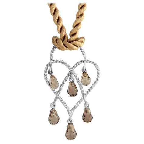 Poiray Large 18k White Gold 375 Carat Diamond Heart Pendant For Sale