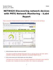 NETW420 Week4 DISC NETW W PRTG NETK MONITR Lab Report Take A Screenshot From Your Lab As Shown