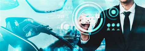 Co2 배출량을 줄이기 위해 지속 가능한 소스에서 생산된 친환경 에너지와 에코 전력을 위한 Ev 충전소가 있는 전기 자동차 가상 현실 개념 운전하기에 대한 스톡 사진 및