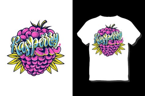 Premium Vector Tshirt Print Design With Raspberry And Fruits Vector