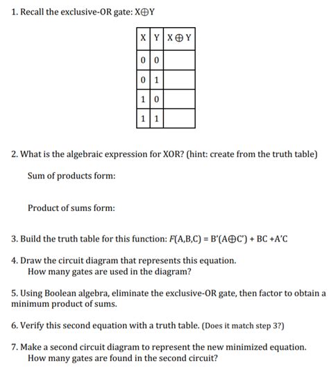 Xor Gate Truth Table And Equation