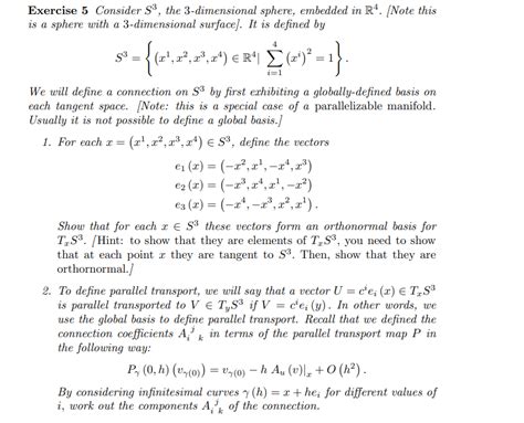 Solved Exercise 5 Consider S3 The 3 Dimensional Sphere