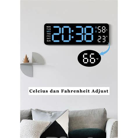 jual jam dinding digital led tampilan tanggal suhu dekorasi jam