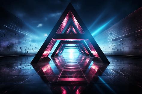Premium Photo Arafed Triangle Shaped Object With A Bright Light At