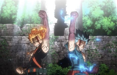 Bakugo And Deku Vs Nine Dope Cartoon Art My Hero Academia Hero
