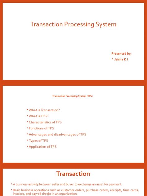 Transaction Processing System Presented By Jaisha K J Download Free