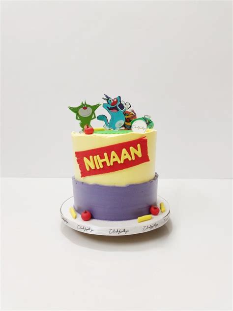 Oggy And Cockroach Theme Cake Themed Cakes Boy Birthday Cake Cake