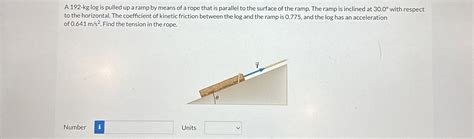 Solved A 192 Kg Log Is Pulled Up A Ramp By Means Of A Rope Chegg