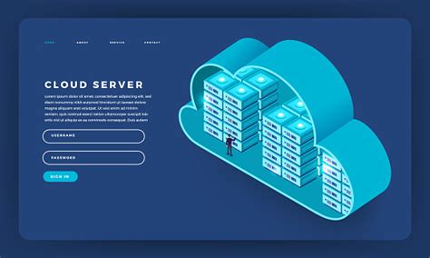 Situs Web Desain Mockup Desain Datar Konsep Teknologi Komputasi Awan