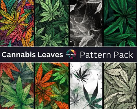 Cannabis Leaves Seamless Pattern Pack 8 Etsy