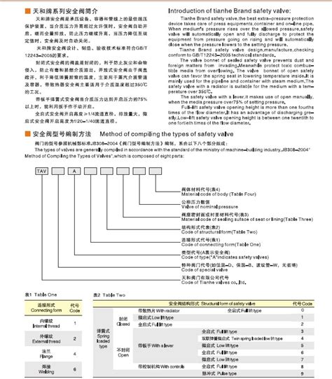 安全阀型号含义 浙江天和阀门有限公司