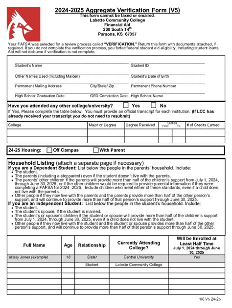 Fillable Online V5 Aggregate Verification Worksheet Fax Email