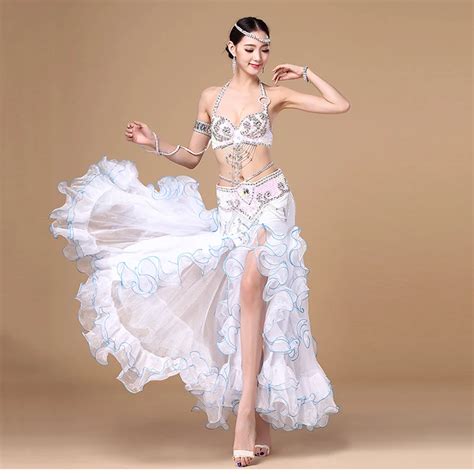 Women Belly Dancing Oriental Dance Costumes Performance 3pcs Bead Set