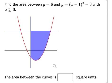 Solved Find The Area Between Y 6 And Y X−1 2−3 With X≥0