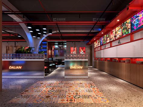 郑州科技感烧烤店设计 赛博朋克风 京创装饰作品京创商业空间设计 站酷zcool