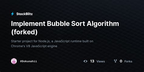 Implement Bubble Sort Algorithm Forked Stackblitz