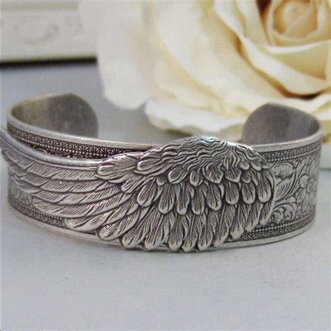 Angel Wing Cuff Bracelet Guardian Angel Wing Silver Winged Bracelet
