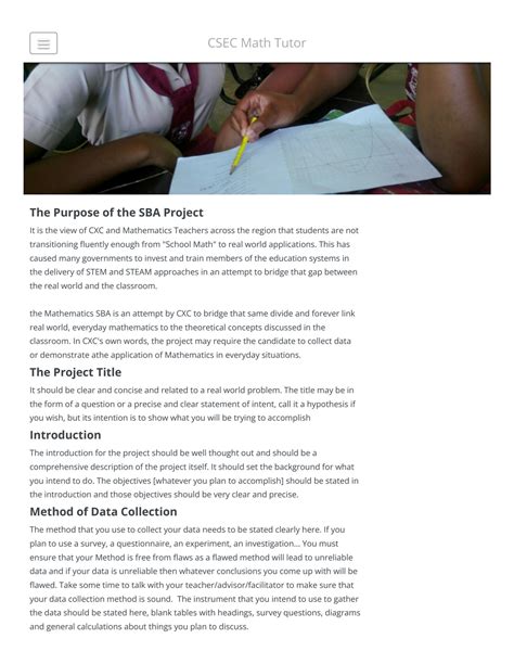 SOLUTION Mathematics Sba Guide Csec Math Tutor Studypool