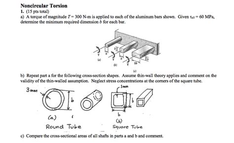 Solved Noncircular Torsion A A Torque Of Magnitude T 300 Chegg