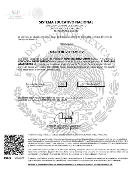 Certificado Bachillerato Pdf México
