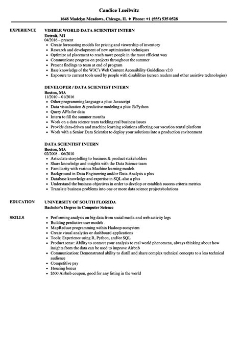 Data Scientist Intern Resume Samples Velvet Jobs