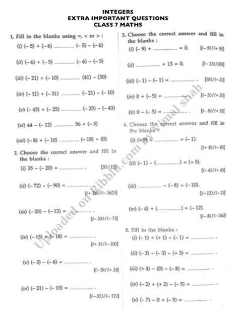 Extra Questions For Cbse Class 7 Maths Pdf Download Math Math Questions Maths Paper