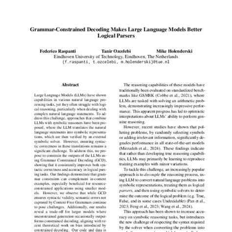 Grammar Constrained Decoding Makes Large Language Models Better Logical Parsers Acl Anthology