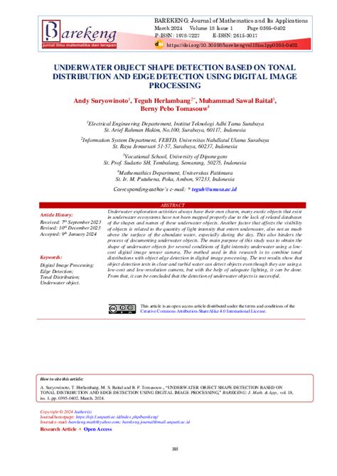 Pdf Underwater Object Shape Detection Based On Tonal Distribution And