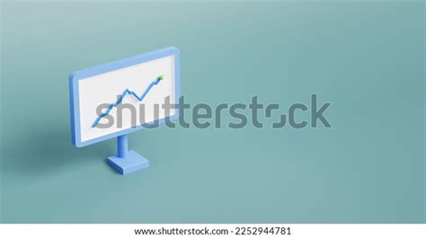 3d Render Monitor Rise Chart On Stock Illustration 2252944781