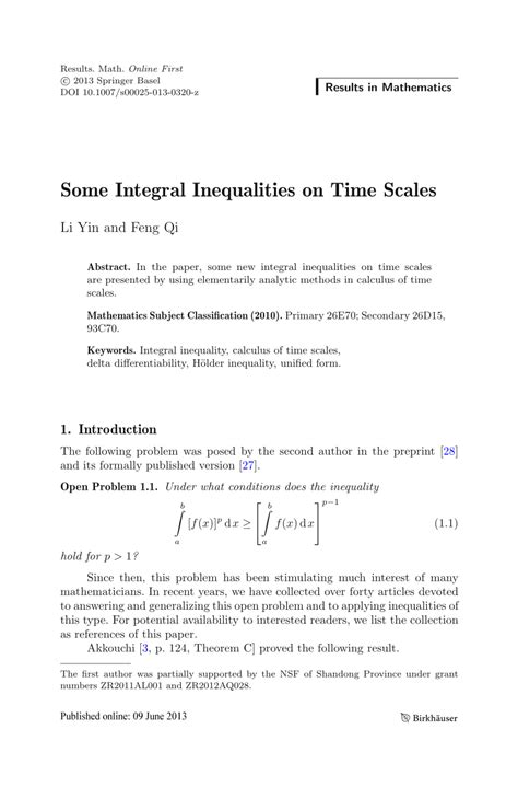 Pdf Some Integral Inequalities On Time Scales