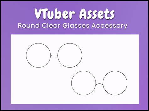 Vtuber Assets Round Clear Glasses Accessory Cute Kawaii Nerdy Smart Item Vtuber