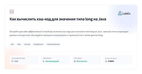 Как вычислить хэш код для значения типа Long на Java Labex