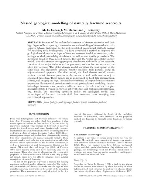 Modelling Nested Geological Fracture Networks A Multi Scale Approach To Characterizing
