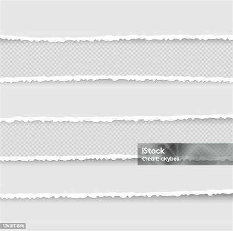 찢어지고 찢어진 종이 줄무늬 세트입니다 투명 한 배경에 격리 된 손상 된 가장자리와 종이의 질감입니다 벡터 그림입니다 0명에 대한 스톡 벡터 아트 및 기타 이미지 Istock